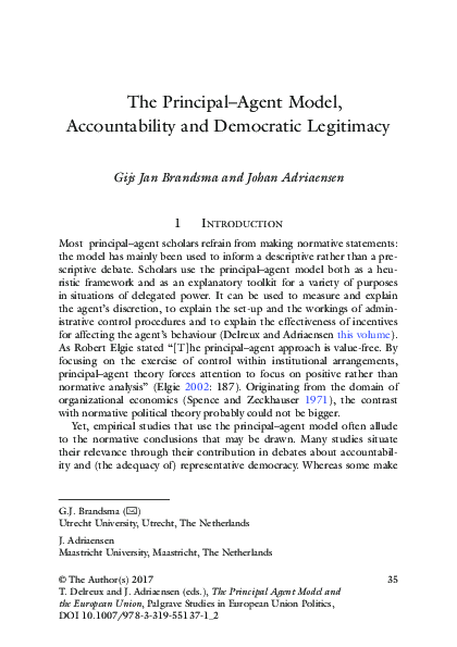 (PDF) The Principal–Agent Model, Accountability and Democratic Legitimacy