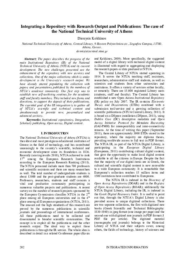 (PDF) 202 INTEGRATED INFORMATION Integrating a Repository with Research ...