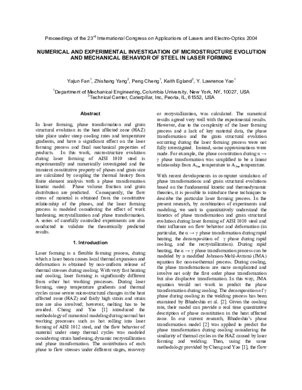 Pdf Numerical And Experimental Investigation Of Microstructure
