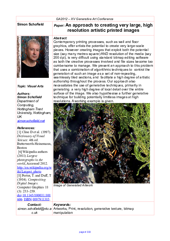 (PDF) GA2012 -XV Generative Art Conference An approach to creating very ...
