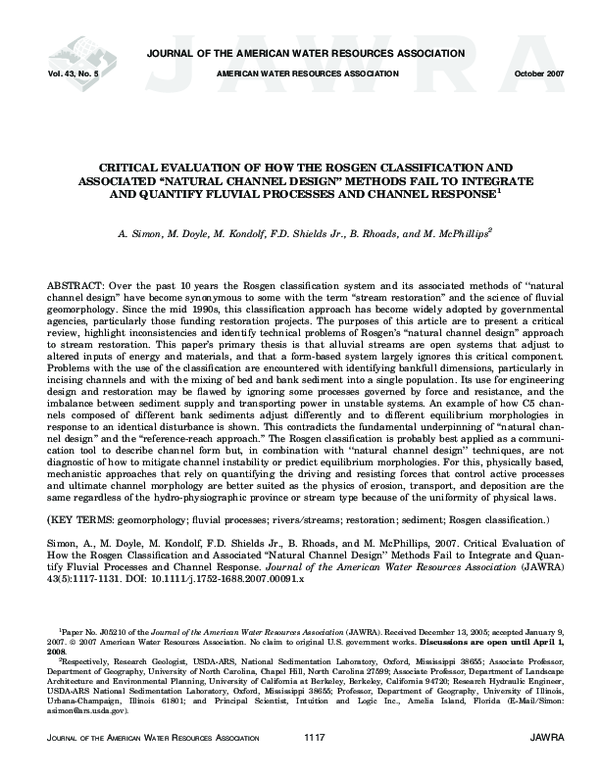 (PDF) Critical Evaluation of How the Rosgen Classification and ...