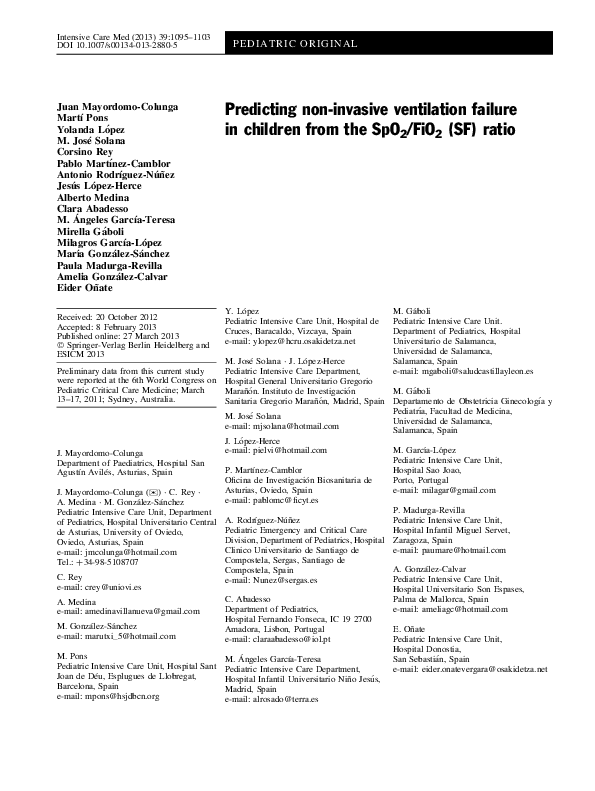 (PDF) Predicting non-invasive ventilation failure in children from the ...