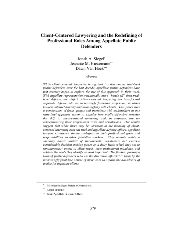 (PDF) Client-Centered Lawyering and the Redefining of Professional ...
