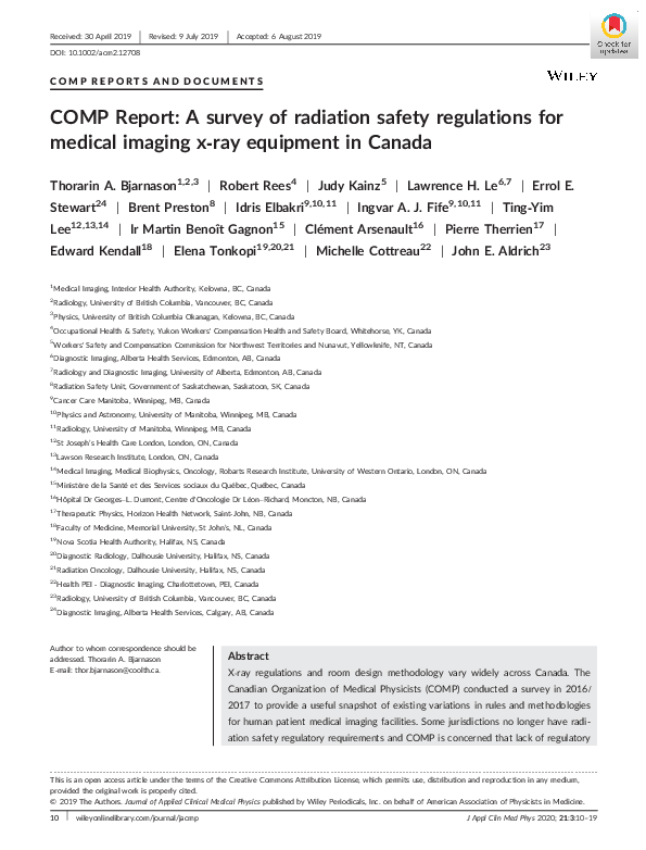 (PDF) COMP Report: A survey of radiation safety regulations for medical ...