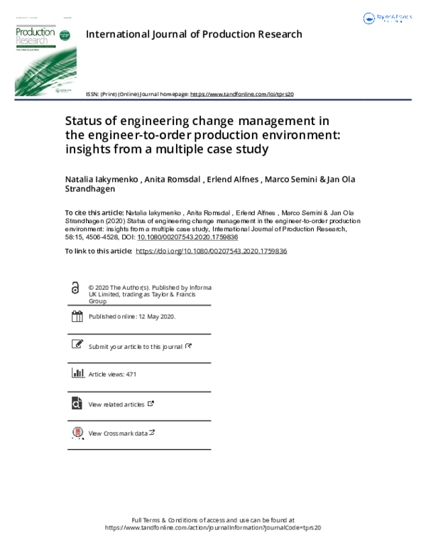 (PDF) Status of engineering change management in the engineer-to-order ...