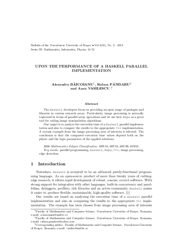 Pdf Upon The Performance Of A Haskell Parallel Implementation 5240
