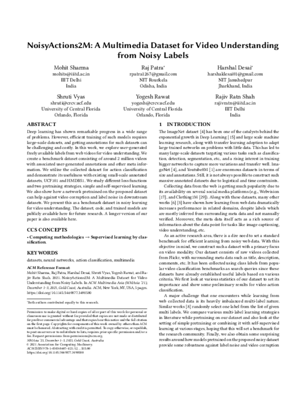 (PDF) NoisyActions2M: A Multimedia Dataset for Video Understanding from ...