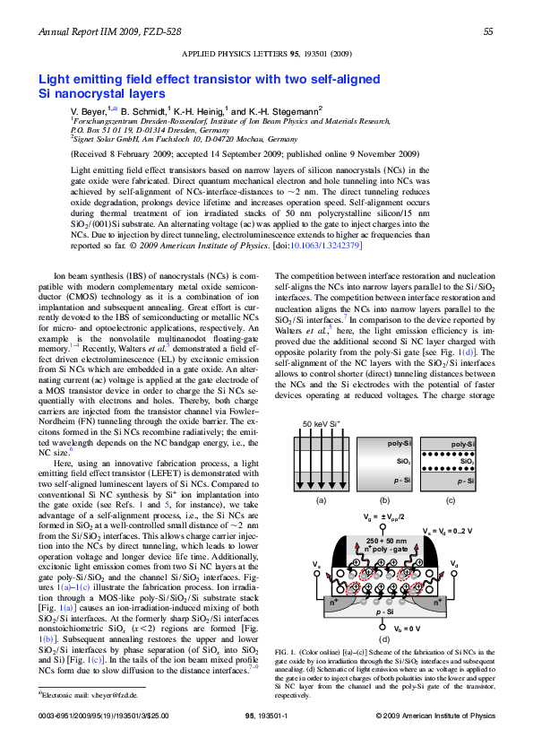 (PDF) Light emitting field effect transistor with two self-aligned Si ...