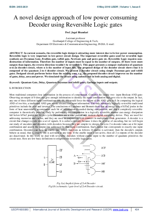 (PDF) A novel design approach of low power consuming Decoder using ...