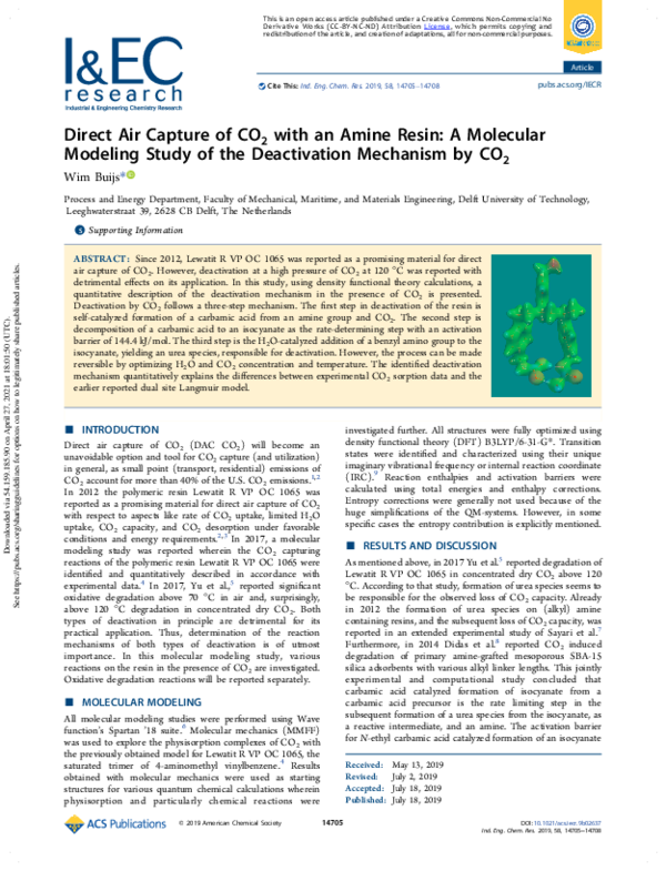 (PDF) Direct Air Capture of CO2 with an Amine Resin: a Molecular ...