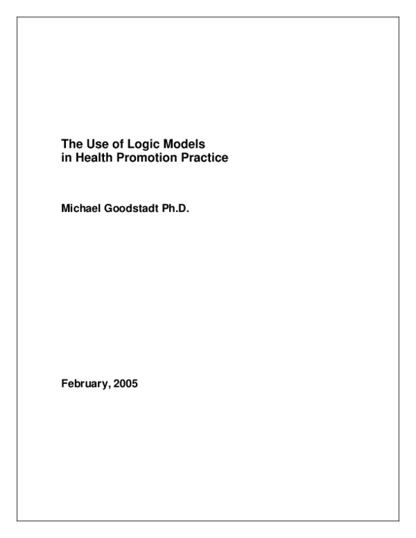 (PDF) The Use of Logic Models in Health Promotion Practice