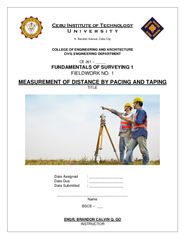 (PDF) Fieldwork No 1 Measurement of Distance by Pacing and Taping