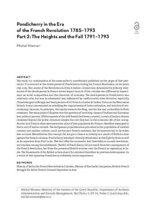 (PDF) Pondicherry in the Era of the French Revolution 1785–1793 Part 2 ...