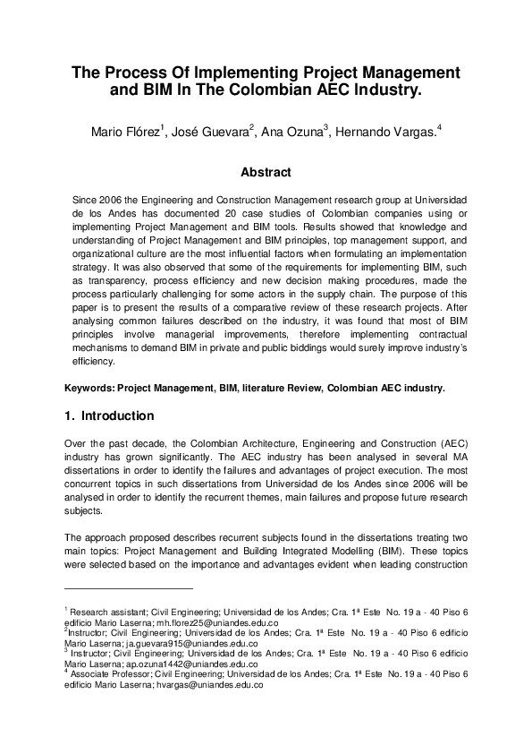 (PDF) The Process Of Implementing Project Management and BIM In The ...