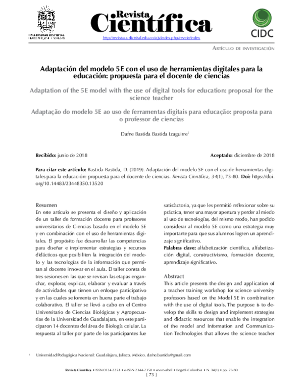 (PDF) Adaptación del modelo 5E con el uso de herramientas digitales ...