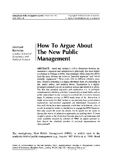 (PDF) How to argue about the new public management