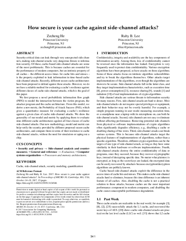 (PDF) How secure is your cache against side-channel attacks?
