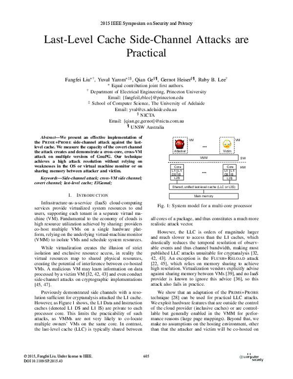 (PDF) Last-Level Cache Side-Channel Attacks are Practical