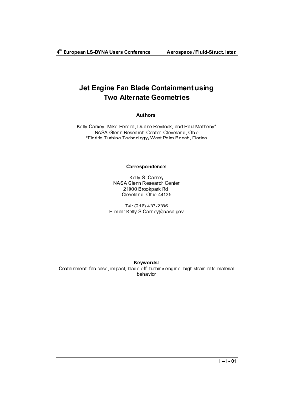 (PDF) Jet Engine Fan Blade Containment using Two Alternate Geometries