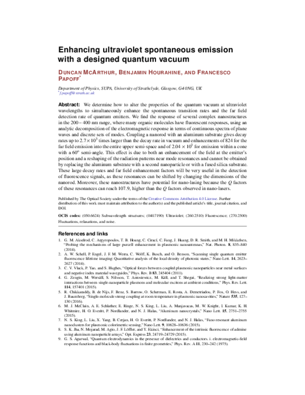 (PDF) Enhancing ultraviolet spontaneous emission with a designed ...