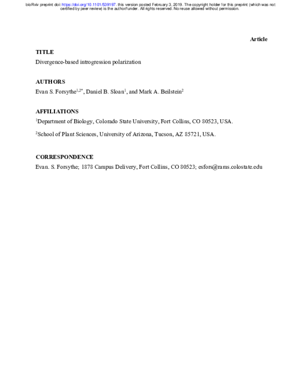 Pdf Divergence Based Introgression Polarization