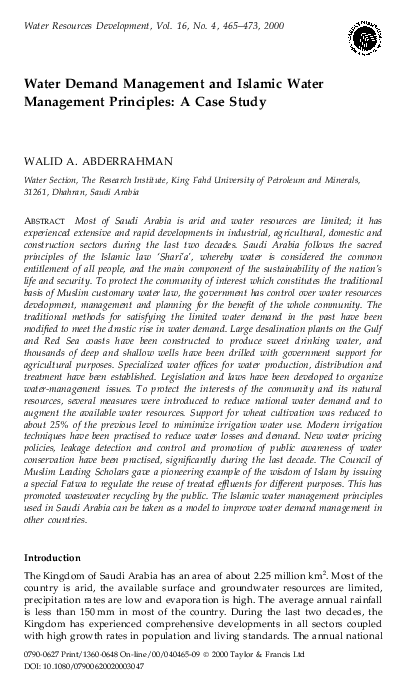 (PDF) Water demand management and Islamic water management principles ...