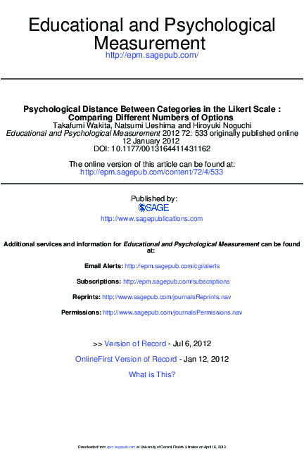 (PDF) Psychological Distance Between Categories in the Likert Scale