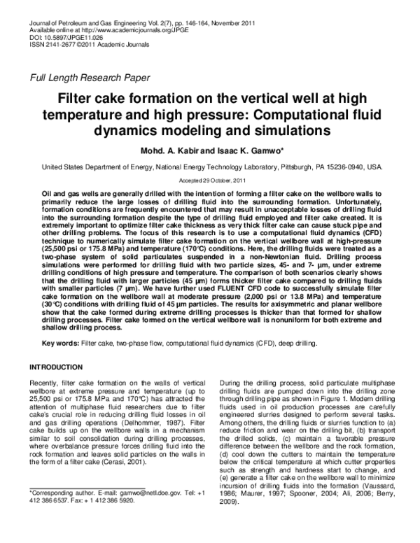 (PDF) Filter cake formation on the vertical well at high temperature ...