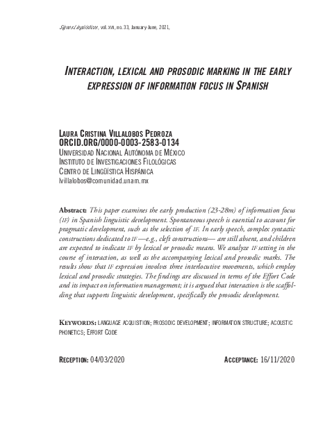 (PDF) Villalobos-Pedroza, L. C. (2021). Interacción, léxico y prosodia ...