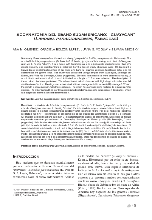 (PDF) Ecoanatomia del ébano sudamericano: “guayacán” (Libidibia ...