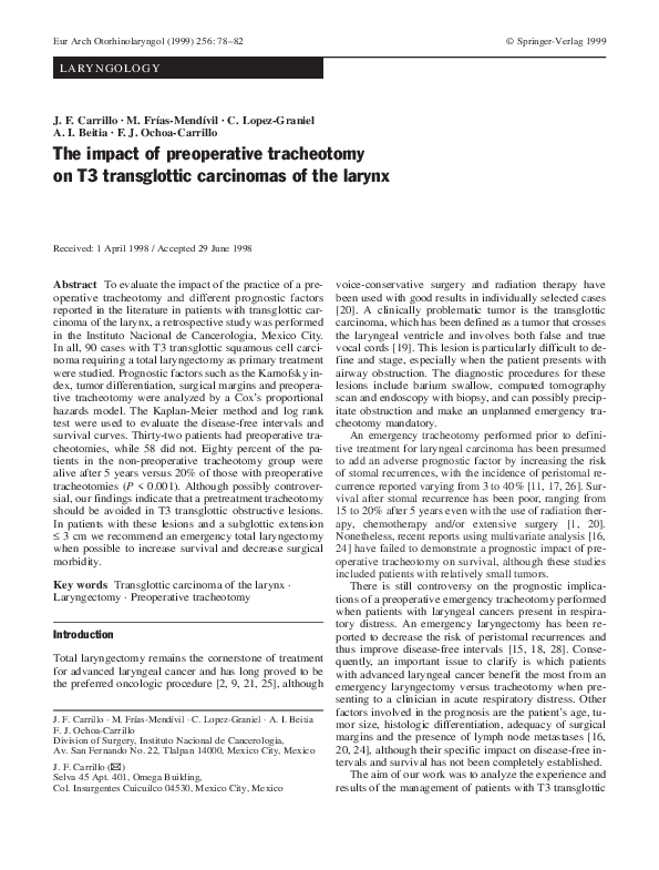 (PDF) The impact of preoperative tracheotomy on T3 transglottic ...