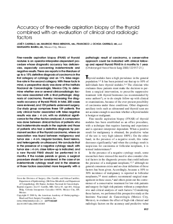 (PDF) Thyroid FNAB Accuracy: Role of Clinical Factors