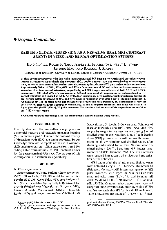 (PDF) Barium sulfate suspension as a negative oral MRI contrast agent ...