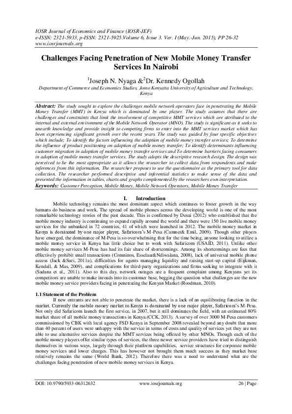 (PDF) Challenges Facing Penetration of New Mobile Money Transfer ...