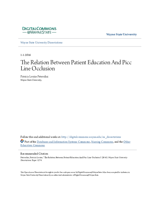 (PDF) The relation between patient education and PICC line occlusion ...