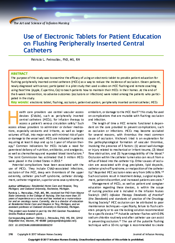 (PDF) Use of Electronic Tablets for Patient Education on Flushing ...