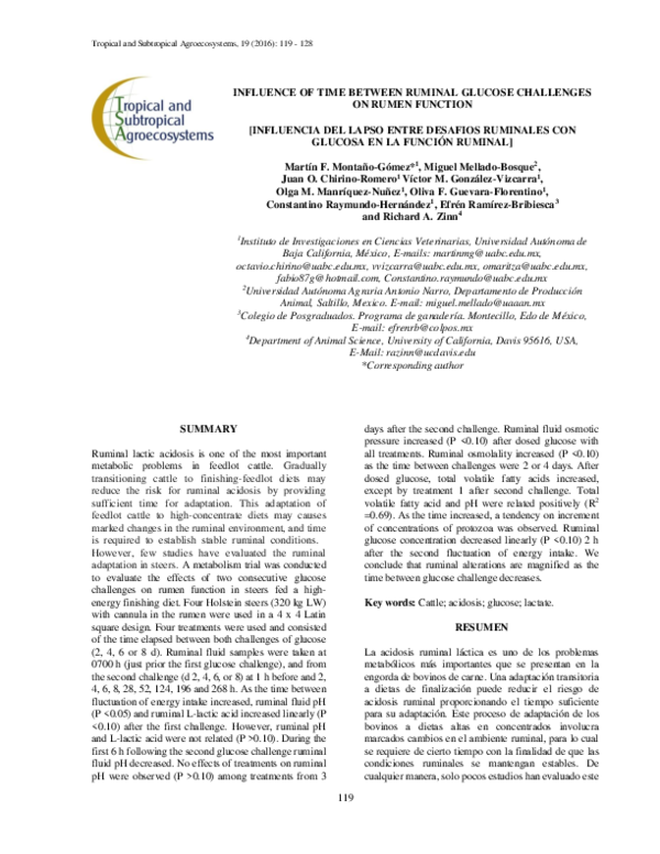 (PDF) Impact of Time on Rumen Function in Steers