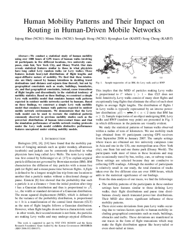Pdf Human Mobility Patterns And Their Impact On Delay Tolerant