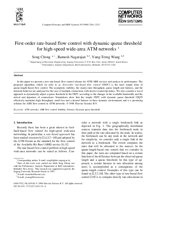 Pdf First Order Rate Based Flow Control With Dynamic Queue Threshold For High Speed Wide Area 