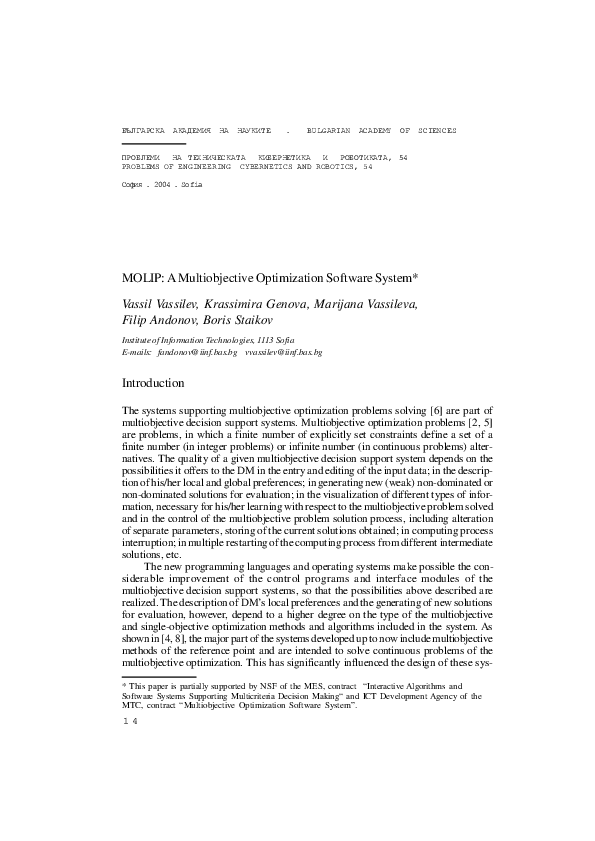 (PDF) MOLIP: A Multiobjective Optimization Software System*
