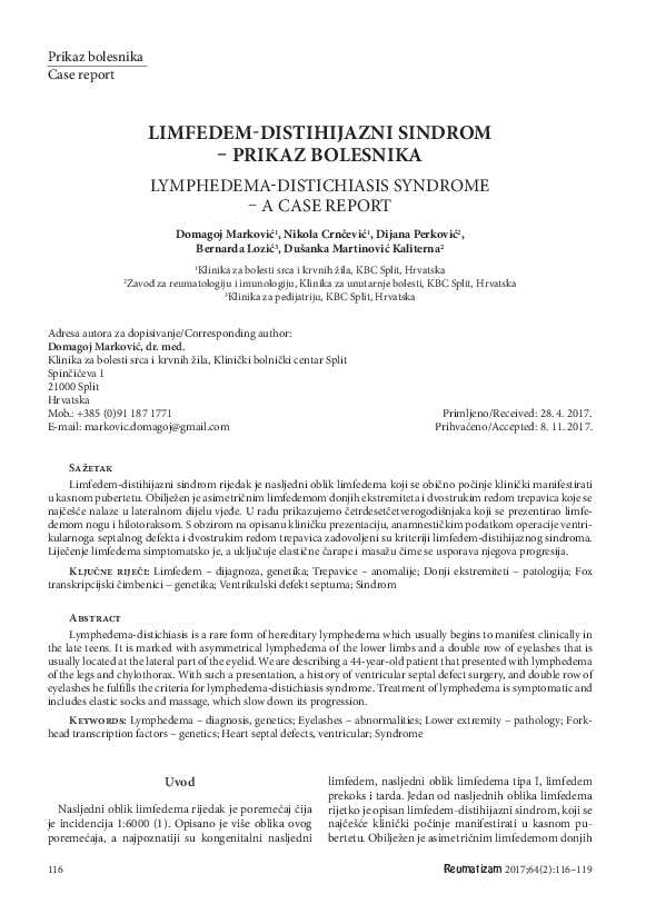 (PDF) Lymphedema-Distichiasis Syndrome – a Case Report