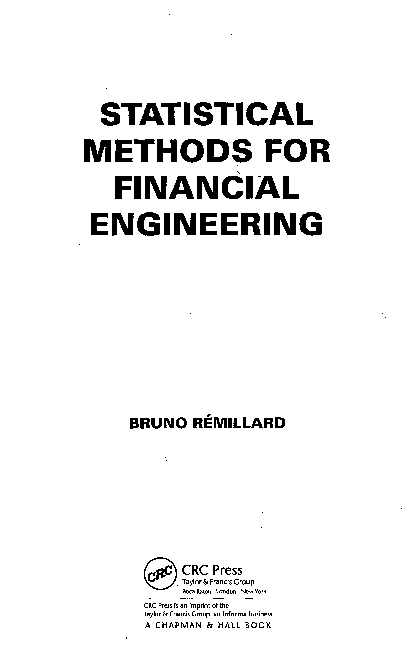 (PDF) Statistical Methods for Financial Engineering