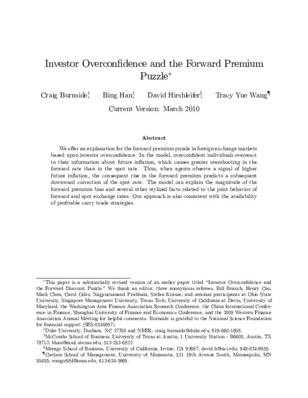 (PDF) the Forward Discount Puzzle. ” We thank an editor, three ...