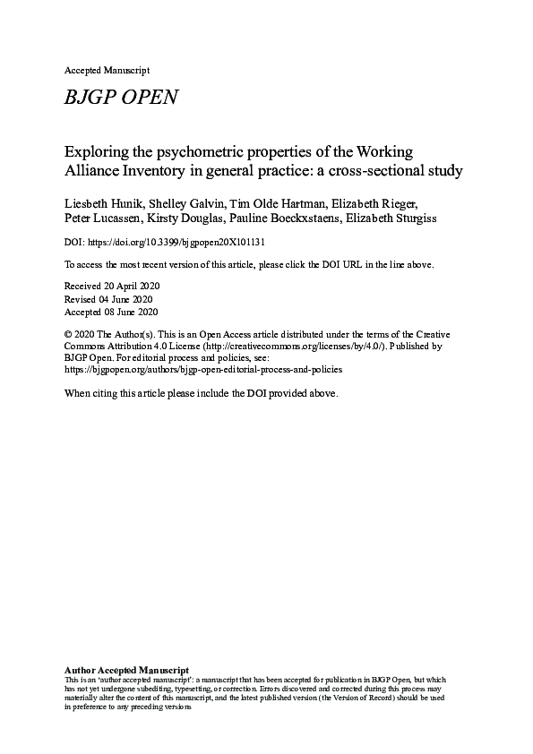(PDF) Exploring the psychometric properties of the Working Alliance ...