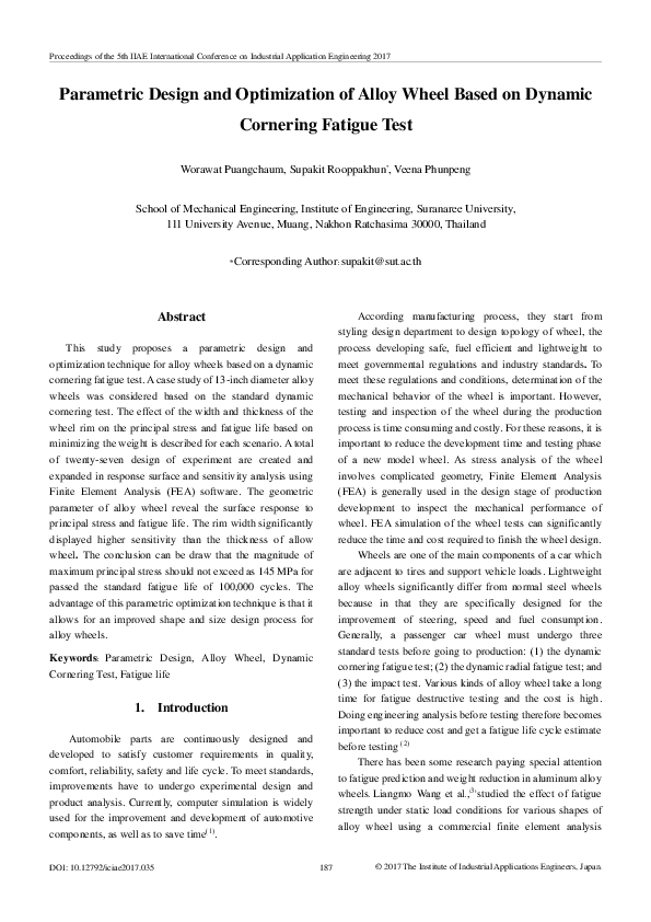 (PDF) Parametric Design and Optimization of Alloy Wheel Based on ...
