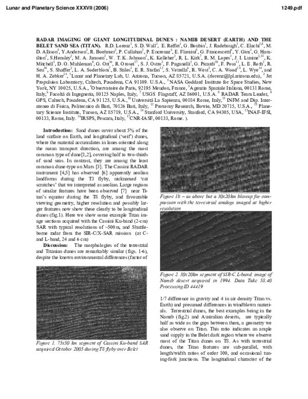 (PDF) Radar imaging of giant longitudinal dunes: Namib desert (Earth ...