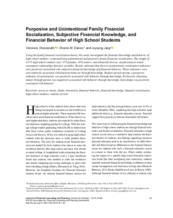 (PDF) Purposive and Unintentional Family Financial Socialization ...