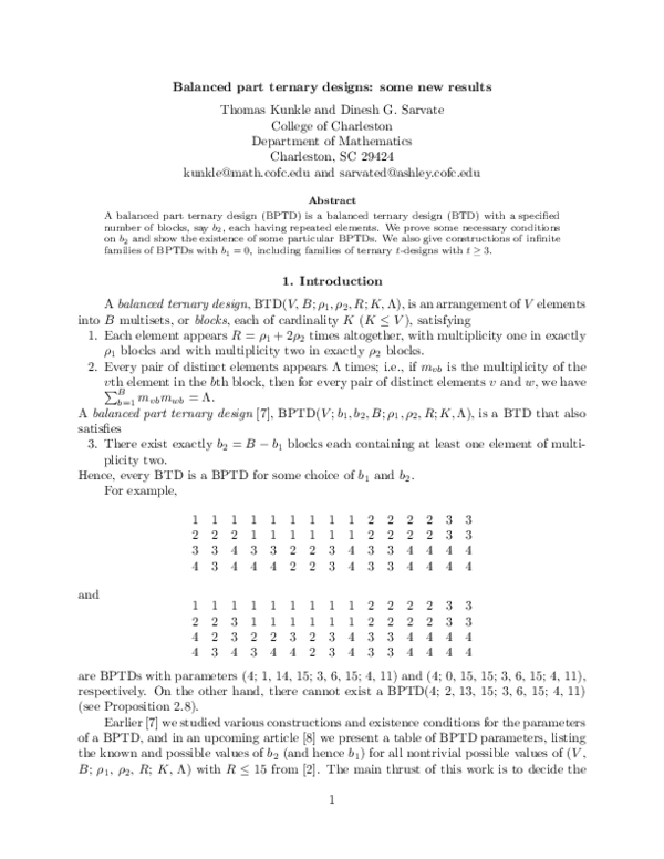 (PDF) Balanced part ternary designs : some new results