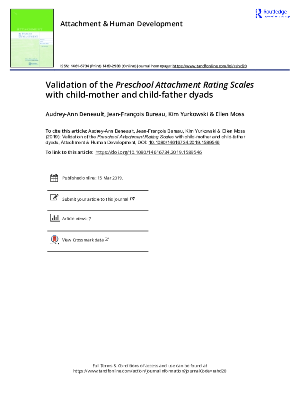 (PDF) Validation of the Preschool Attachment Rating Scales with child ...