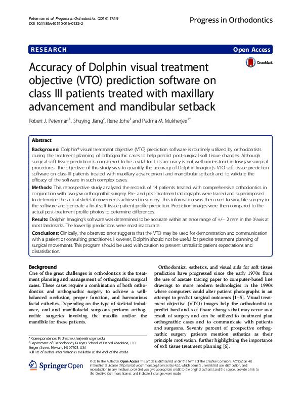 (PDF) Accuracy of Dolphin visual treatment objective (VTO) prediction ...